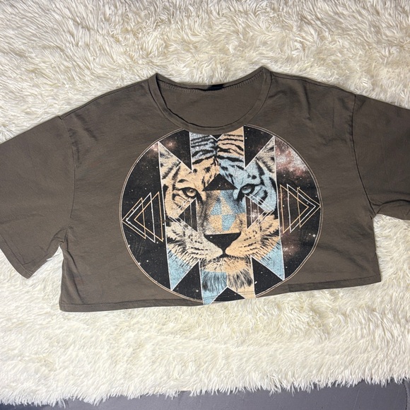 The Classic | Tops | The Classic Brown Tiger Graphic Crop Top | Poshmark